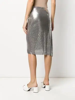 Rabanne Chainmail Ruched Skirt - Silver