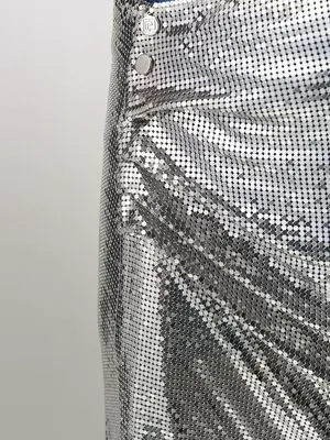 Rabanne Chainmail Ruched Skirt - Silver