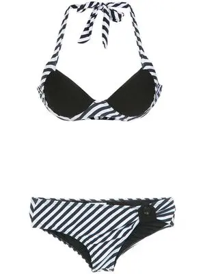 AMIR SLAMA Striped Bikini Set - Black