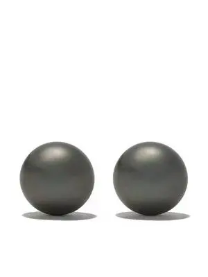 Yoko London 18kt White Gold Tahitian Pearl Stud Earrings - Silver
