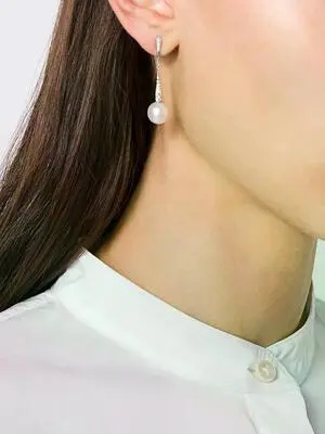 Yoko London 18kt White Gold Diamond And Pearl Drop Earrings