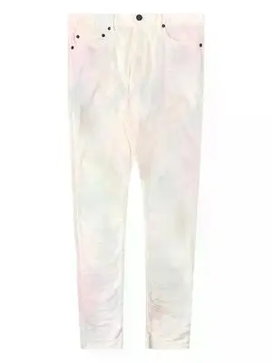 John Elliott Creased Stretch Cotton Jeans - White