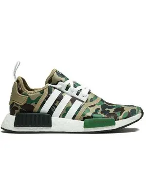 Adidas X Bape Nmd_r1 Camo Sneakers - Green