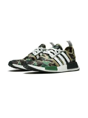 Adidas X Bape Nmd_r1 Camo Sneakers - Green