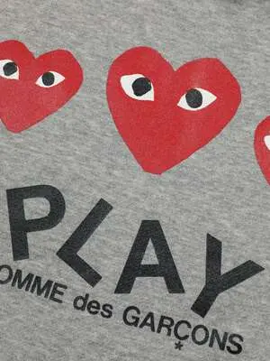 Play Comme Des Garcon 5 Heart-print Cotton Hoodie - Grey