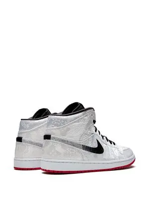 JORDAN X Edison Chen Air 1 Mid Fearless Clot Silk Sneakers - White