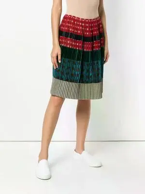 Jean Paul Gaultier Pleated Patchwork Knee Length Skirt