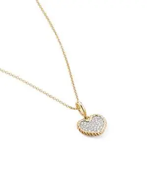David Yurman 18kt Yellow Cable Collectibles Heart Diamond Necklace - Gold