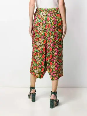 Comme Des Garçons Floral Embroidered Wide Leg Trousers