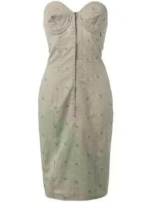 JEAN PAUL GAULTIER 1985 Striped Bustier Dress - Brown