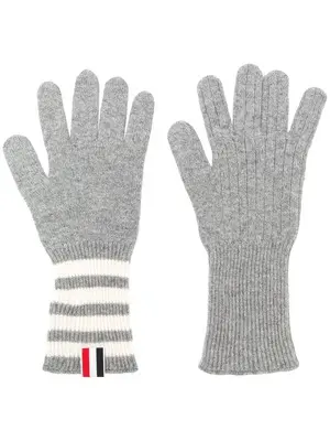 Thom Browne 4-bar Cashmere Gloves - Grey