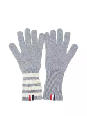 Thom Browne Cashmere Ribbed Gloves - Grey