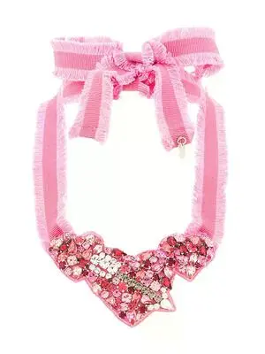 Red Valentino Heart Crystal Necklace - Pink