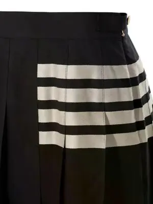 Thom Browne Pleated Mini Skirt With Signature 4-bar Stripes - Blue