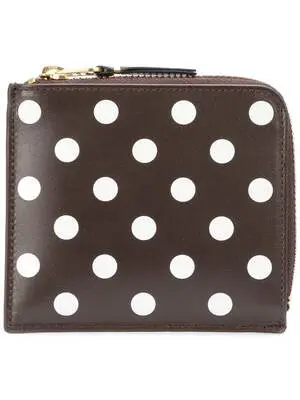 Comme Des Garçons Polka Dot Zipped Wallet - Brown