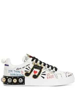 Dolce & Gabbana Portofino Appliqué Sneakers - White