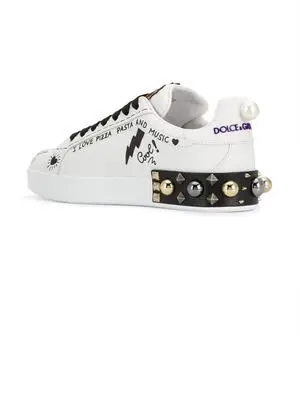 Dolce & Gabbana Portofino Appliqué Sneakers - White