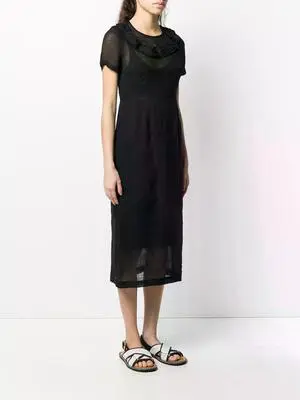 Comme Des Garçons Sheer Ruffled Neck Midi Dress