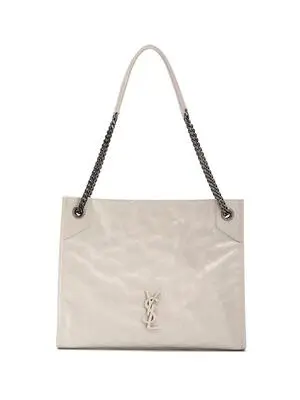 Saint Laurent Medium Niki Crinkled Effect Tote White