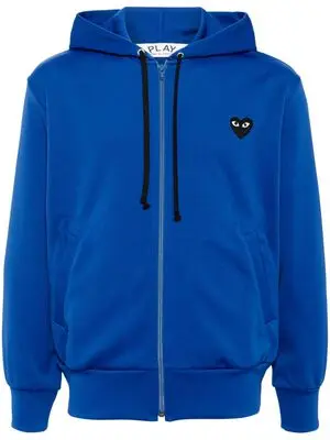 Play Comme Des Garcon Big Heart Zip-up Hoodie - Blue