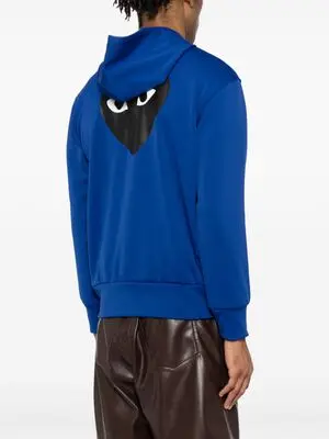 Play Comme Des Garcon Big Heart Zip-up Hoodie - Blue