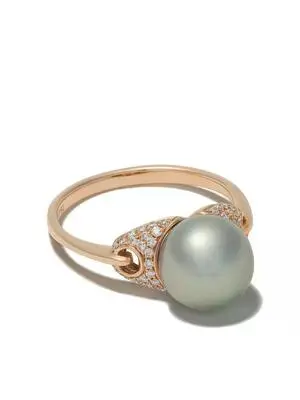 Yoko London 18kt Rose Freshwater Pearl And Diamond Ring - Gold