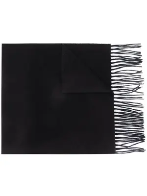 Moschino Logo-embroidered Fringed Scarf - Black