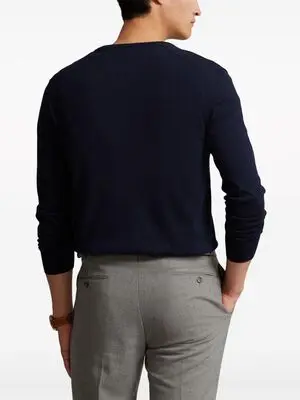 Polo Ralph Lauren Logo V-neck Jumper - Blue