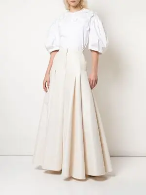 Carolina Herrera Floral Appliqués Puff Sleeve Blouse