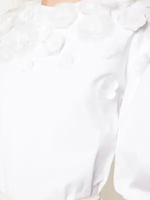 Carolina Herrera Floral Appliqués Puff Sleeve Blouse