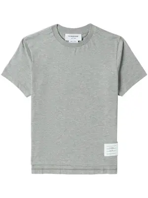 Thom Browne Logo-patch Cotton T-shirt - Grey