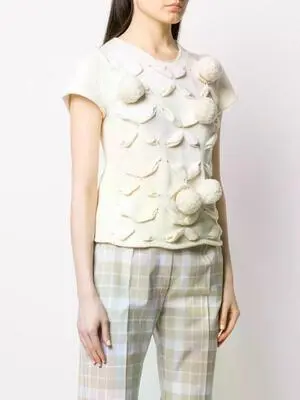 Comme Des Garçons Pompom Embellished Knitted T-shirt
