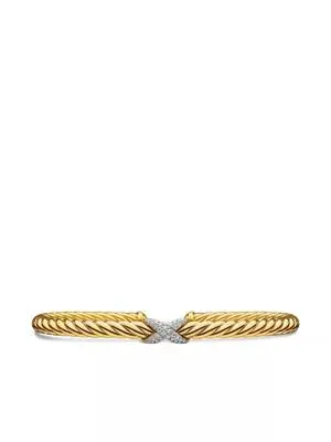 David Yurman 18kt Yellow Cablespira Diamond Bracelet - Gold