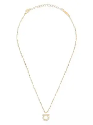 FERRAGAMO Gancini Crystals Necklace - Metallic