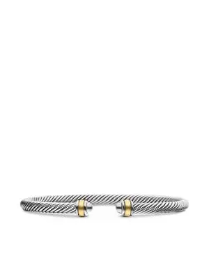 David Yurman 18kt Yellow Gold And Sterling Cable Bracelet - Silver