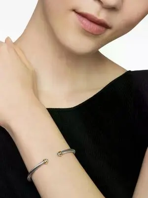 David Yurman 18kt Yellow Gold And Sterling Cable Bracelet - Silver