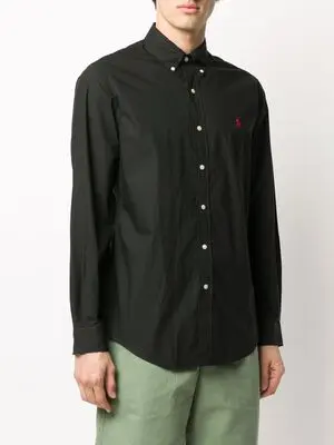 Polo Ralph Lauren Embroidered Logo Cotton Shirt - Black