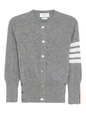 Thom Browne Stripe-detail Cashmere Cardigan - Grey