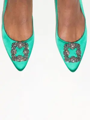 Manolo Blahnik Hangisi Appliqué Flat Pumps