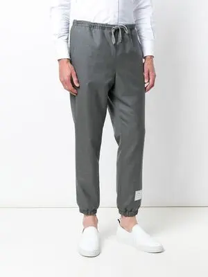 Thom Browne Drawstring-waist Wool Track Pants - Grey