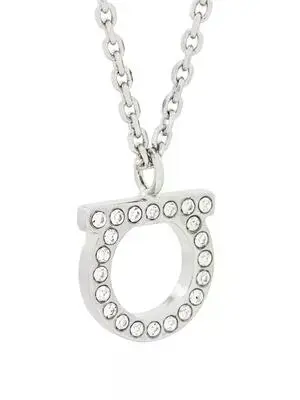 FERRAGAMO Gancio Crystal-embellished Necklace - Metallic