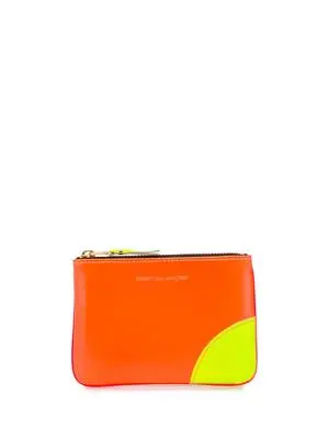 Comme Des Garçons Colour-block Leather Wallet - Orange