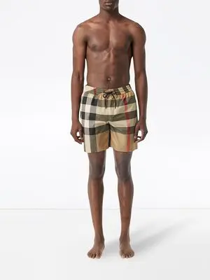 Burberry Check Drawstring Swim Shorts - Neutrals