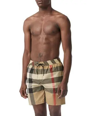 Burberry Check Drawstring Swim Shorts - Neutrals