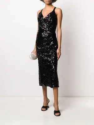Dolce & Gabbana Sequinned V-neck Midi Dress