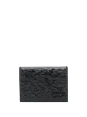 FERRAGAMO Gancini Textured Card Holder - Black