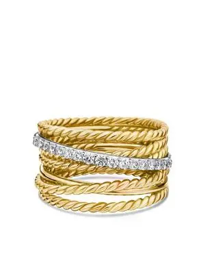David Yurman 18kt Yellow Crossover Diamond Ring - Gold