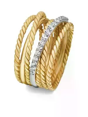 David Yurman 18kt Yellow Crossover Diamond Ring - Gold
