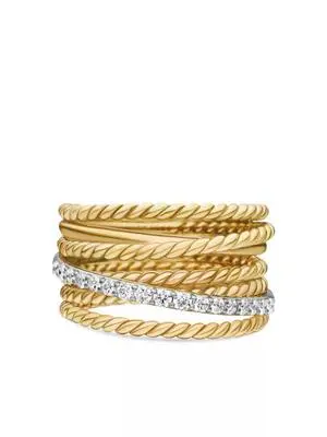 David Yurman 18kt Yellow Crossover Diamond Ring - Gold