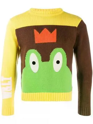 WALTER VAN BEIRENDONCK 1996/97s Wonderland Intarsia Frog Jumper - Yellow